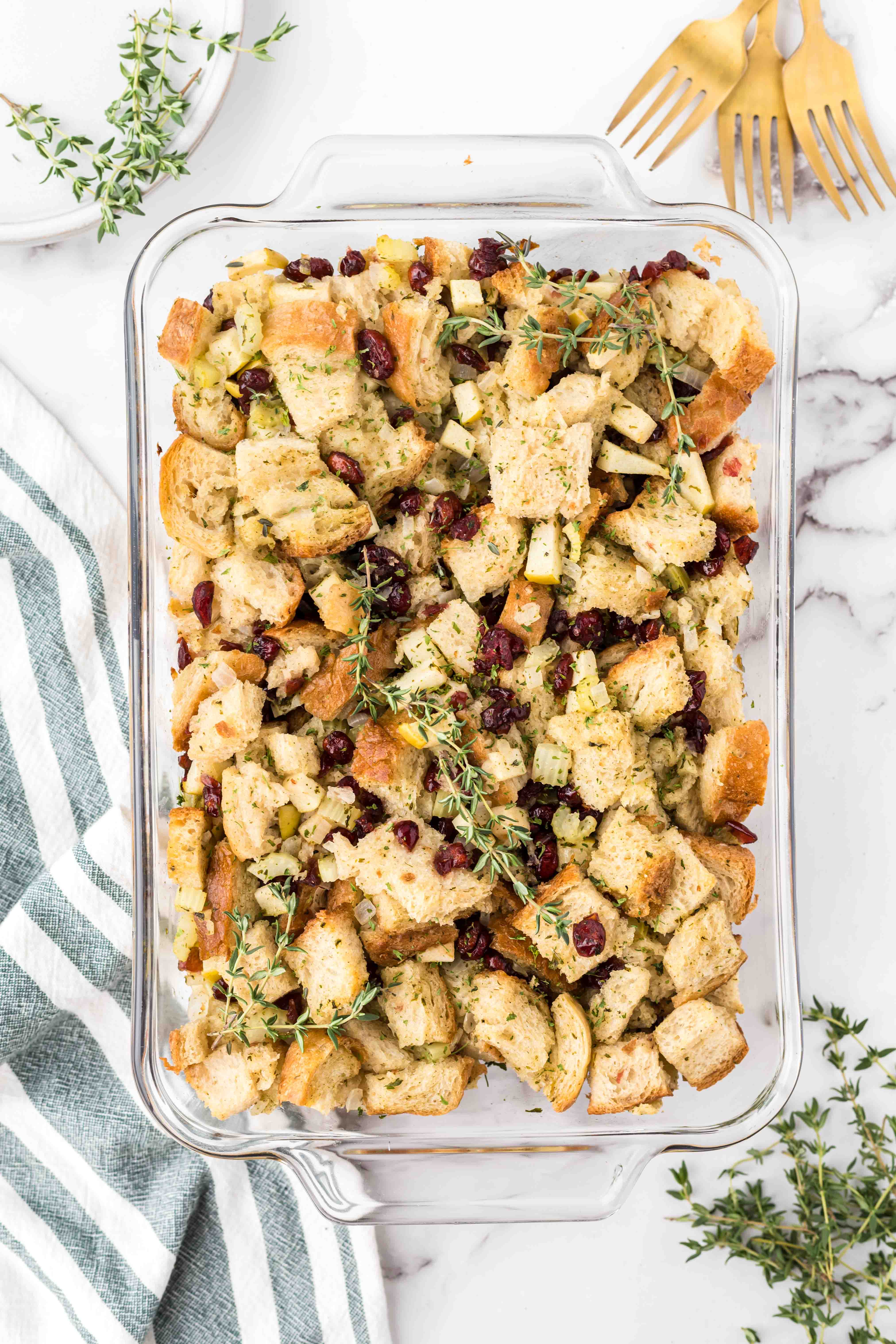 Cranberry Apple Baked Stuffing - Stephanie's Way