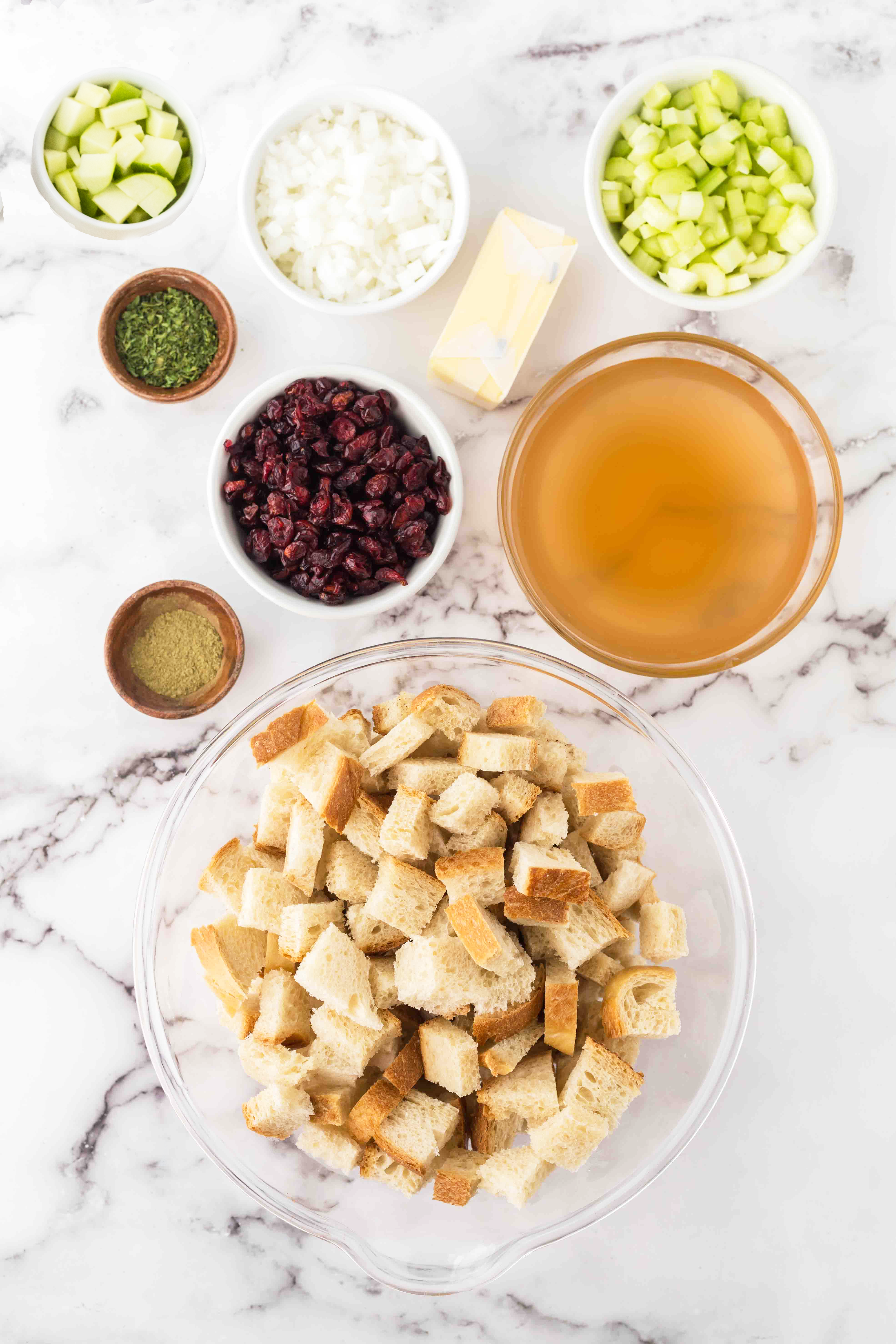 Cranberry Apple Baked Stuffing - Stephanie's Way
