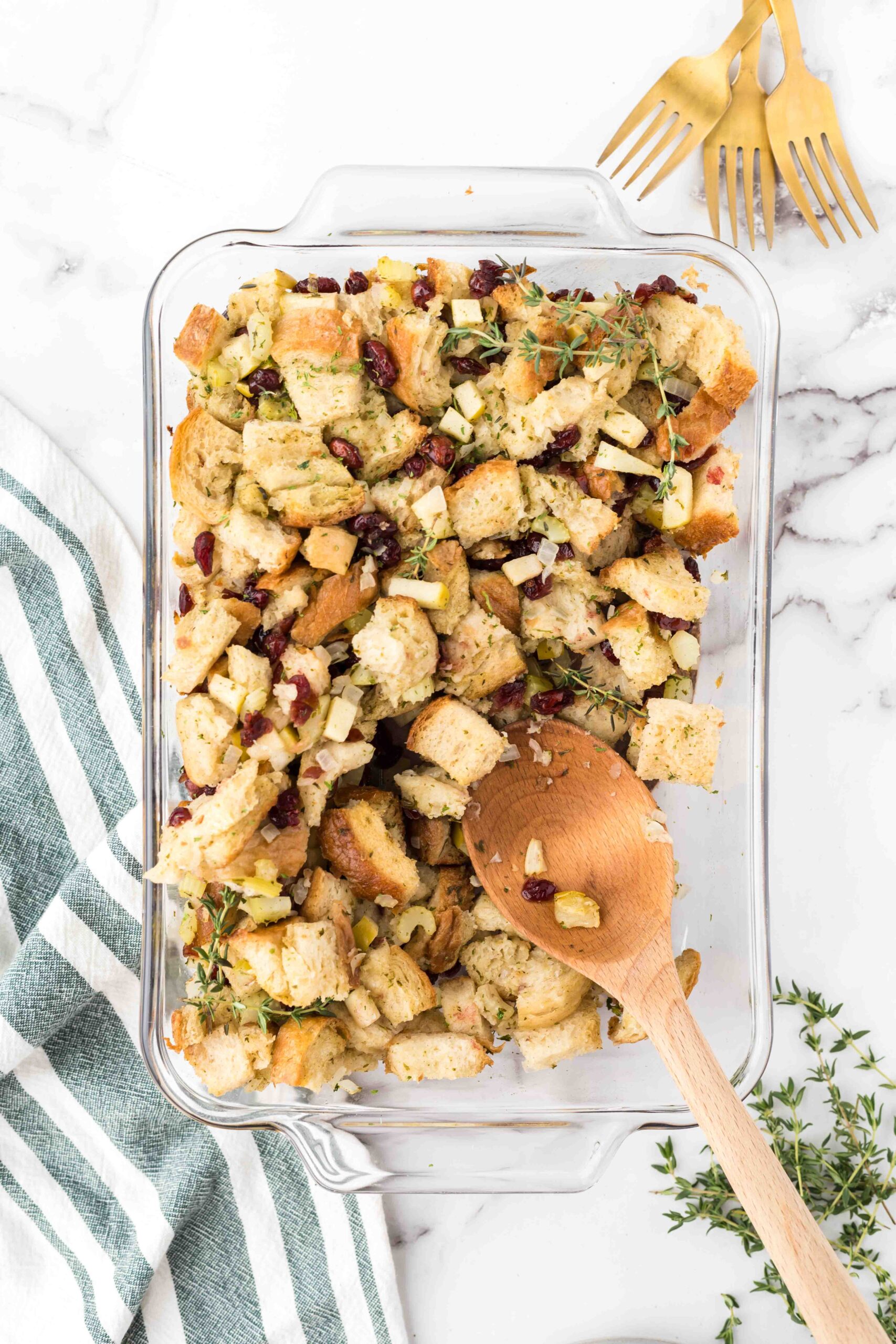 Cranberry Apple Baked Stuffing - Stephanie's Way